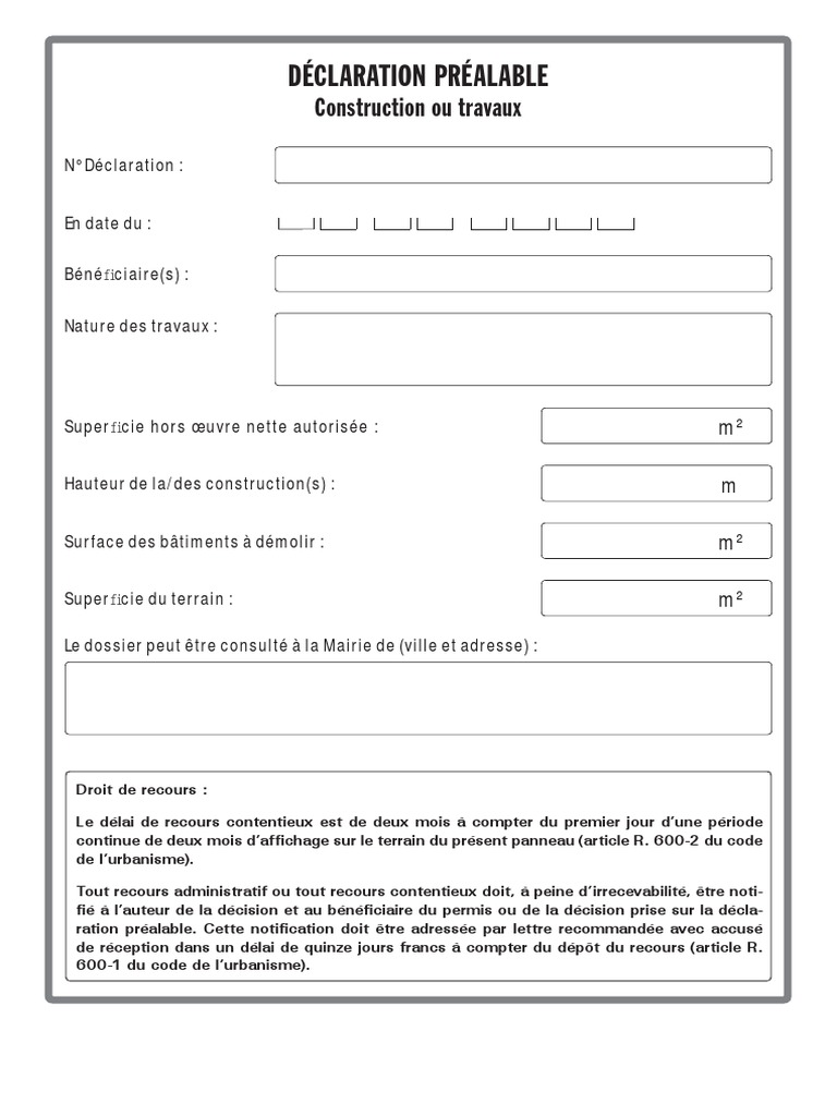 Panneau Déclaration Préalable | PDF