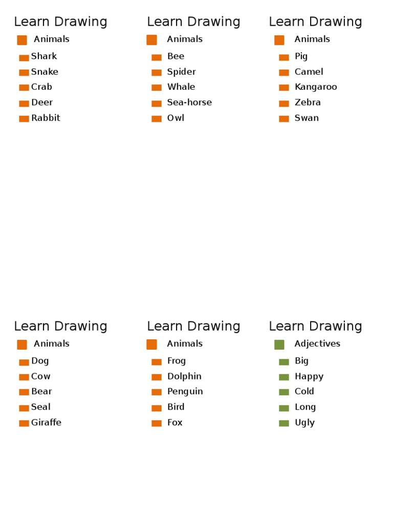 Learn to Draw Animals and Adjectives | PDF | Cooking, Food & Wine | Poetry