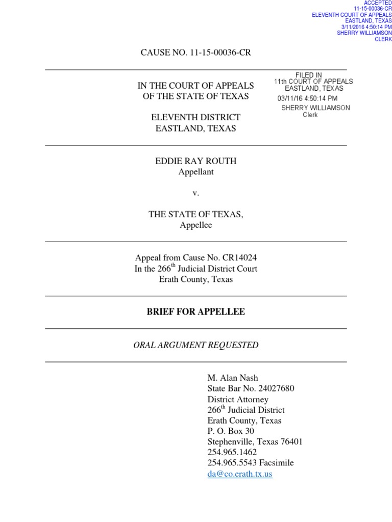 State's Brief in Eddie Ray Routh Appeal | PDF | Insanity Defense | Evidence