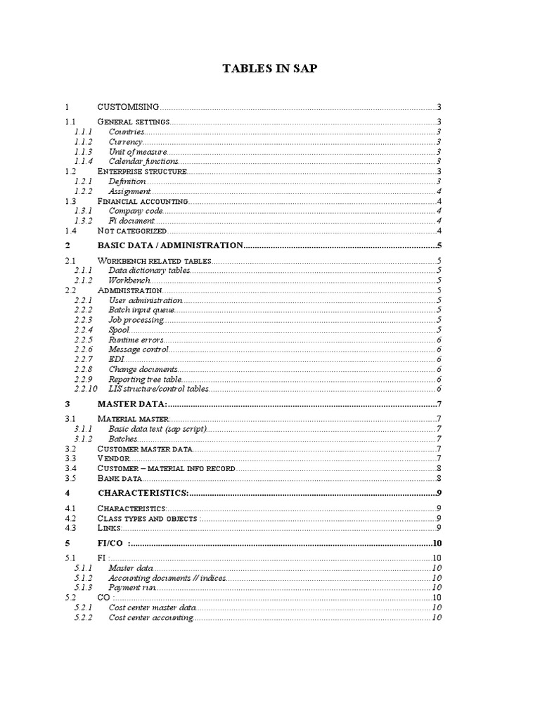 Tables in SAP | PDF | Electronic Data Interchange | Inventory