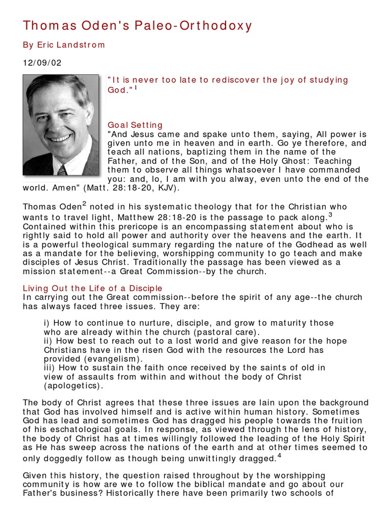 Thomas Oden's Paleo-Orthodoxy | PDF | Exegesis | Protestantism