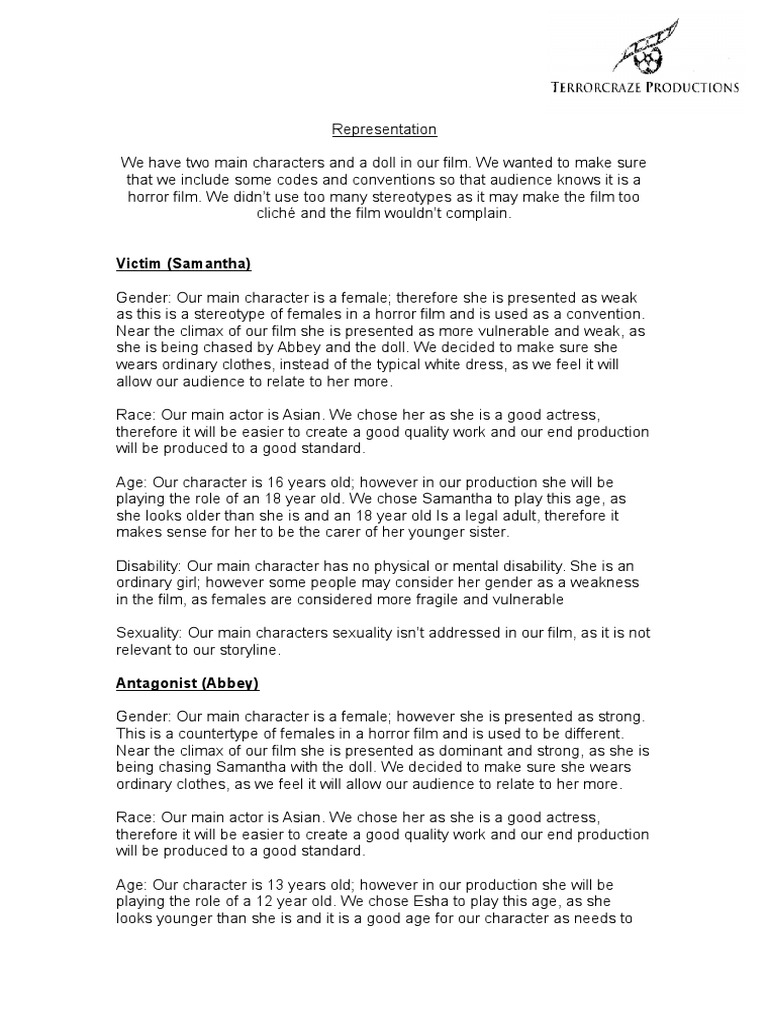 Representation | PDF | Actor | Gender