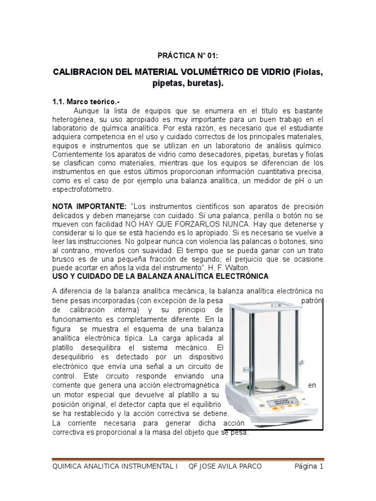 Practica #1-Calibracion Del Material Volumétrico de Vidrio (Fiolas ...