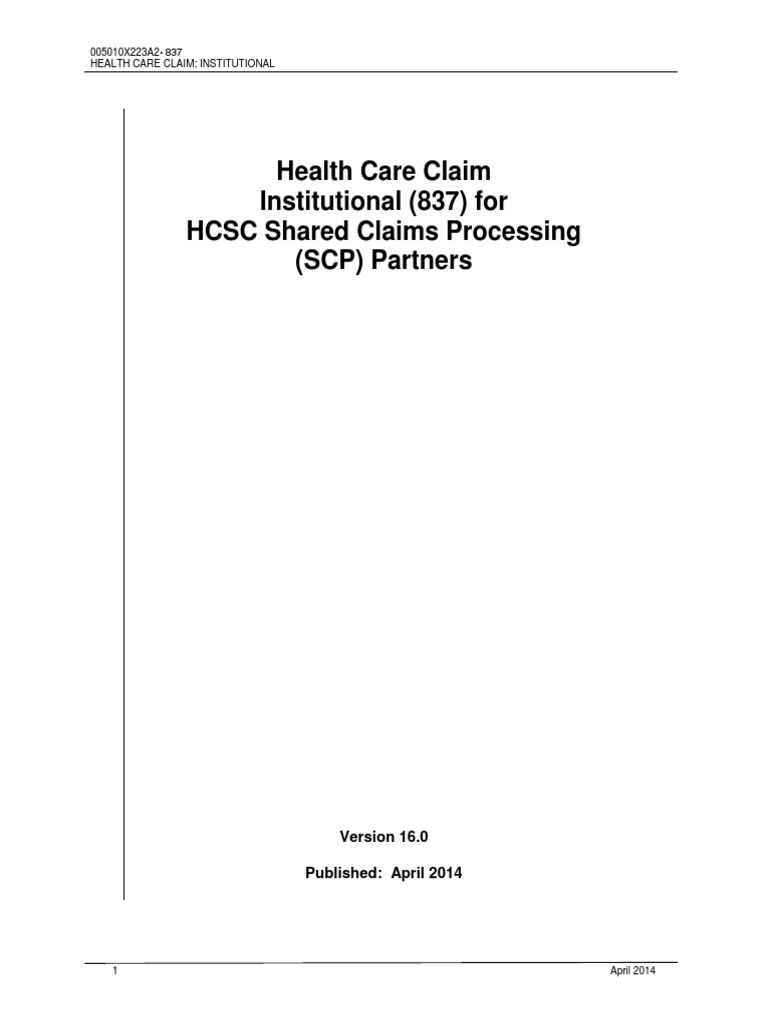 Hipaa 837 Inst | PDF | Health Insurance Portability And Accountability ...