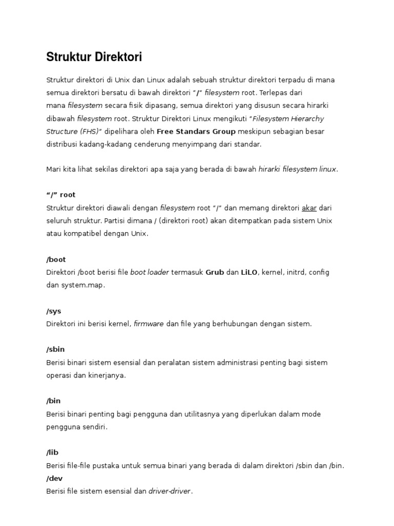 Struktur Direktori Linux Debian | PDF
