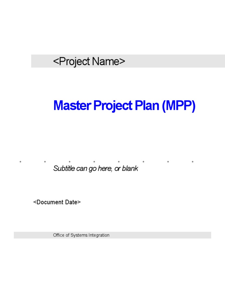 Master Project Plan Overview (MPP) | PDF | Project Management | Procurement