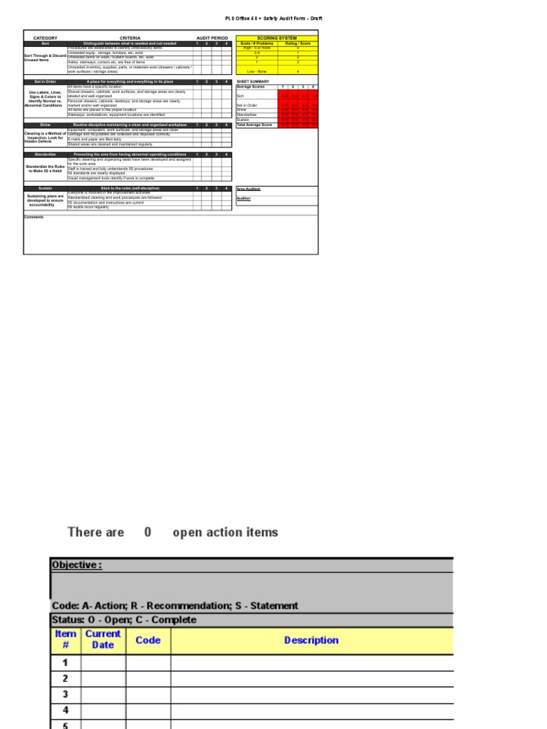 Office 5S Audit and Action Plan | PDF