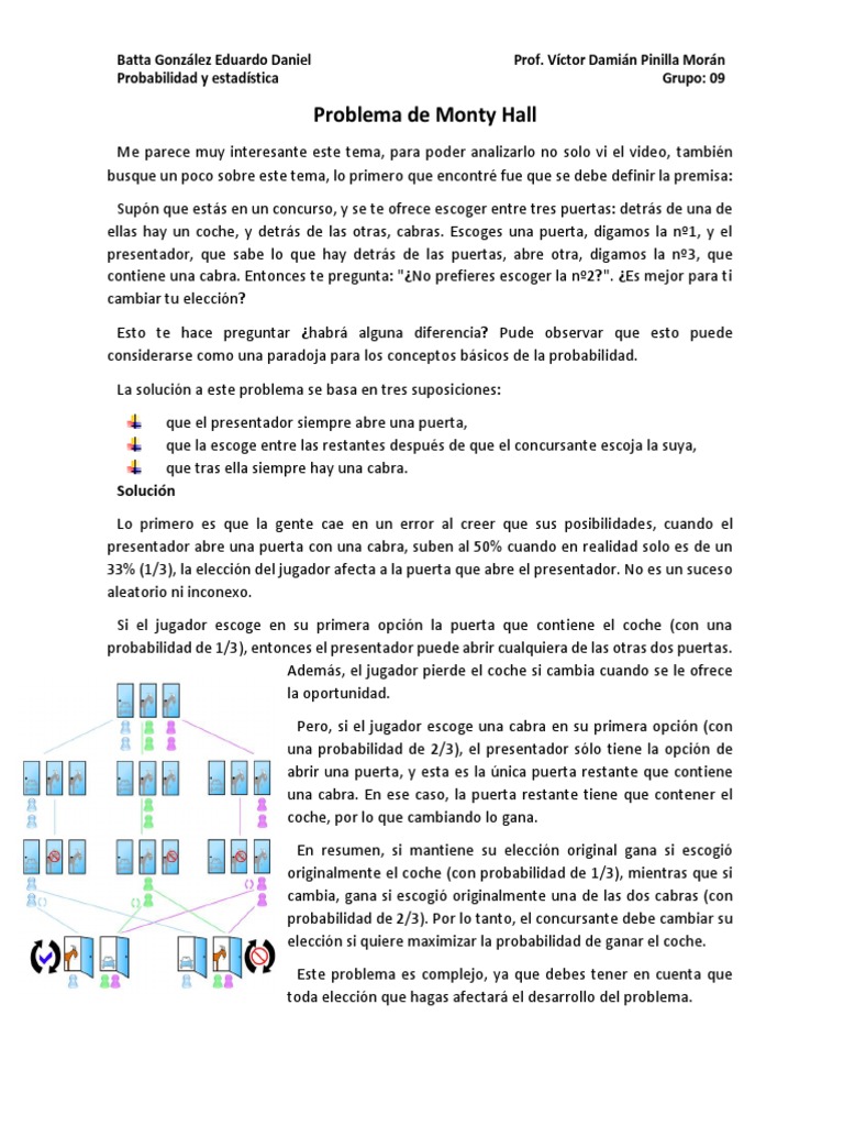 Problema de Monty Hall, Probabilidad y Estadistica, UNAM | PDF
