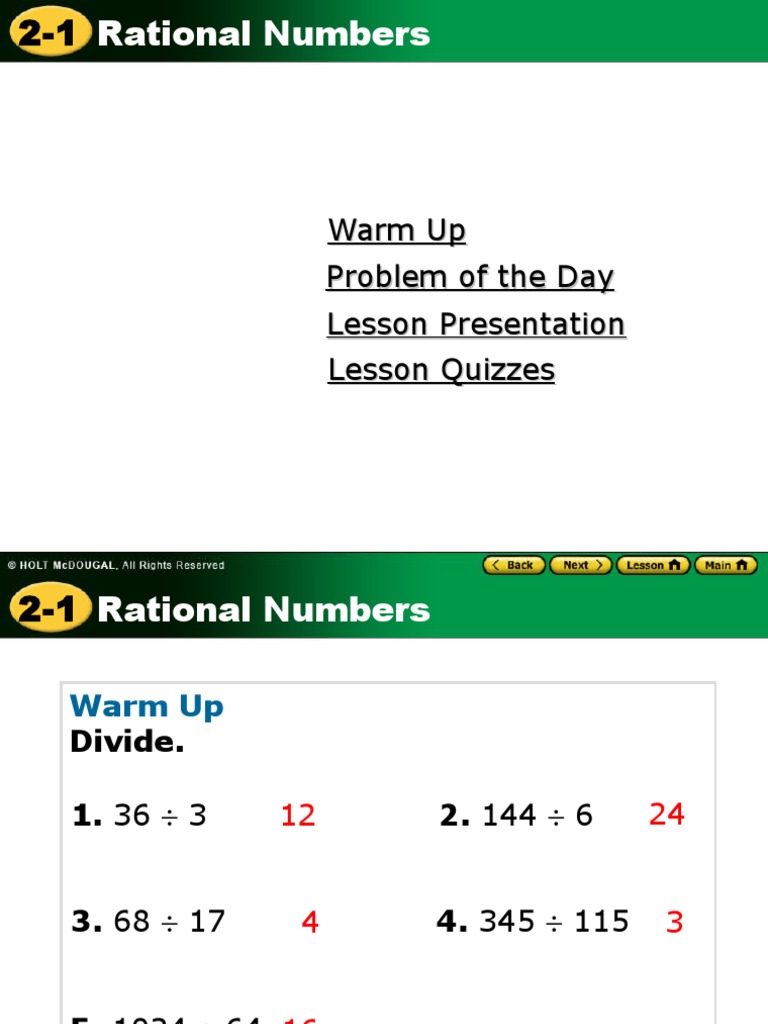 Warm Up Lesson Presentation Problem of The Day Lesson Quizzes | PDF ...