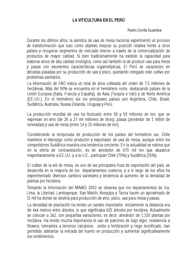 La Viticultura en El Perú | PDF | Vitis | Suelo
