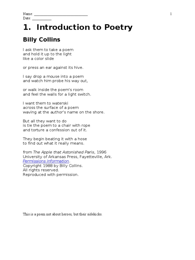 Poetry 180 Handout Format | PDF | Verb | Noun