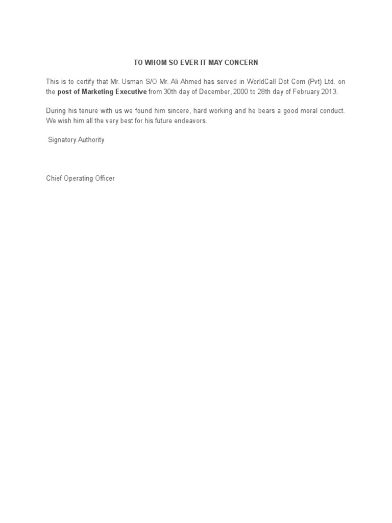 Experience Letter Format | PDF | Career & Growth | Business