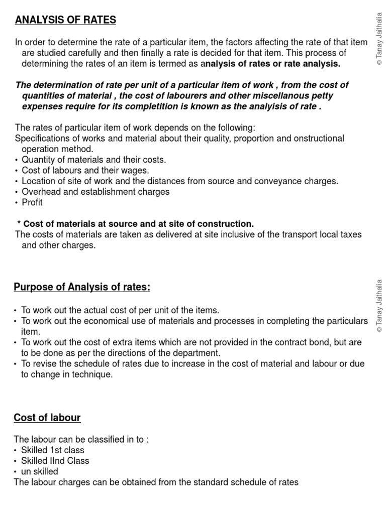 Analysis of Rates | PDF | Labour Economics | Cost