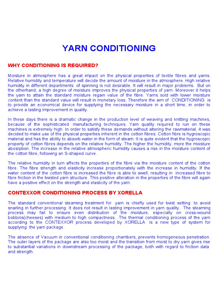 Yarn Conditioning | PDF | Yarn | Humidity
