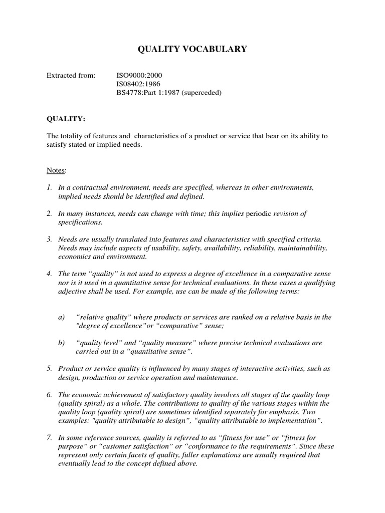 Quality Vocabulary | PDF | Quality Assurance | Audit