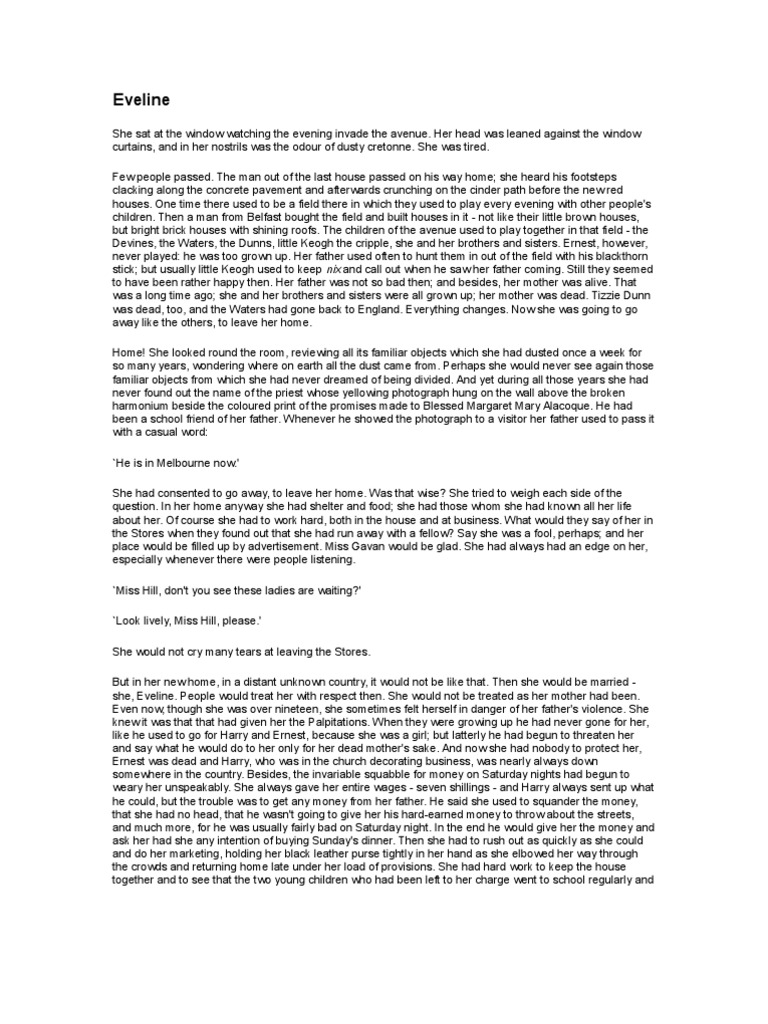 James Joyce Dubliners Eveline | PDF