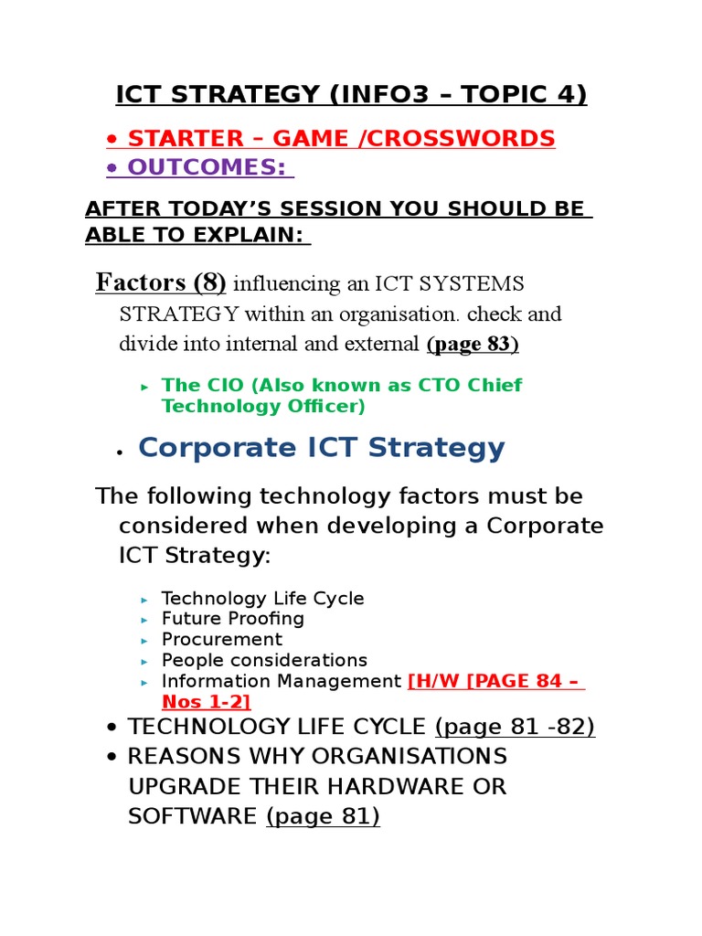 Ict Strategy - Info3 - Topic 4 | PDF | Computers