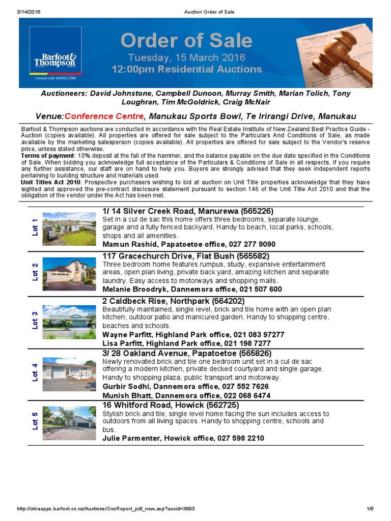 Auction Order of Sale | PDF | Business | Home & Garden