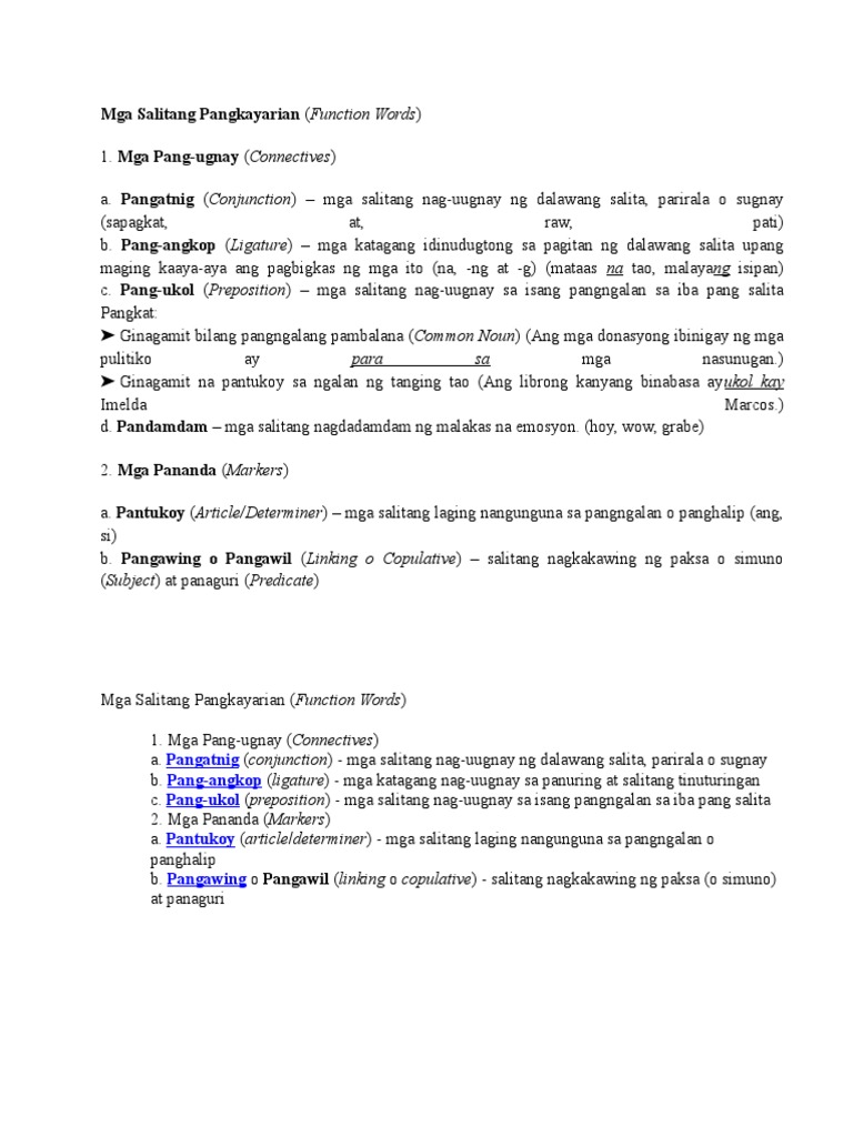 Mga Salitang Pangkayarian | PDF