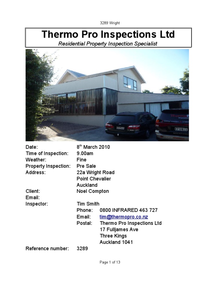 Pre-Sale Property Inspection Report | PDF | Wall | Framing (Construction)