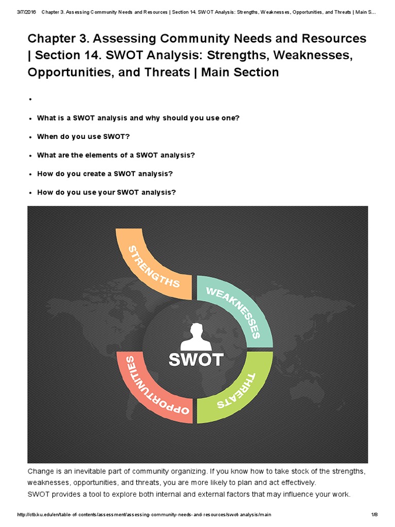 Assessing Community Needs and Resources Section 14 (SWOT Analysis ...