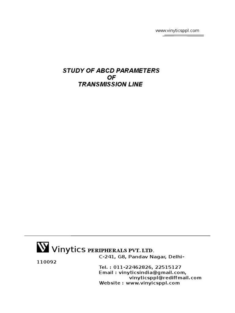 Study ABCD Parameters Transmission Lines | PDF | Voltage | Electrical ...
