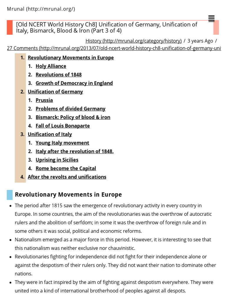 Unification of Germany and Italy | PDF | German Empire | Kingdom Of Prussia