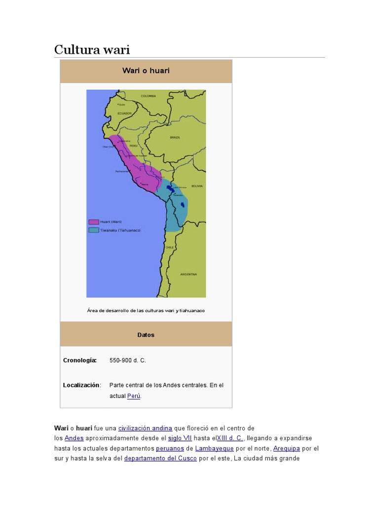 Cultura Wari | PDF | Arqueología | Cultura (general)