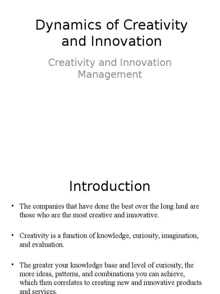 Dynamics of Creativity | PDF | Creativity | Innovation