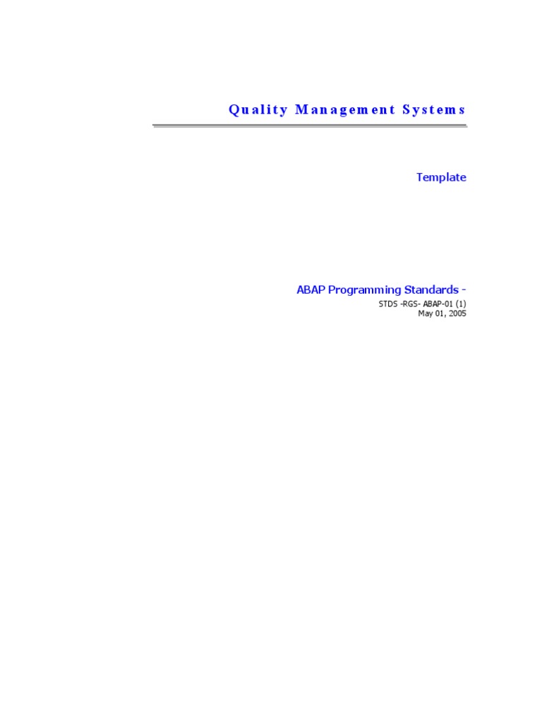 Abap Programming Standards 4x Pdf Database Index Parameter Computer Programming