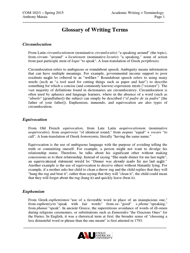 Glossary of Academic Writing Terms | PDF | Semantics | Semiotics