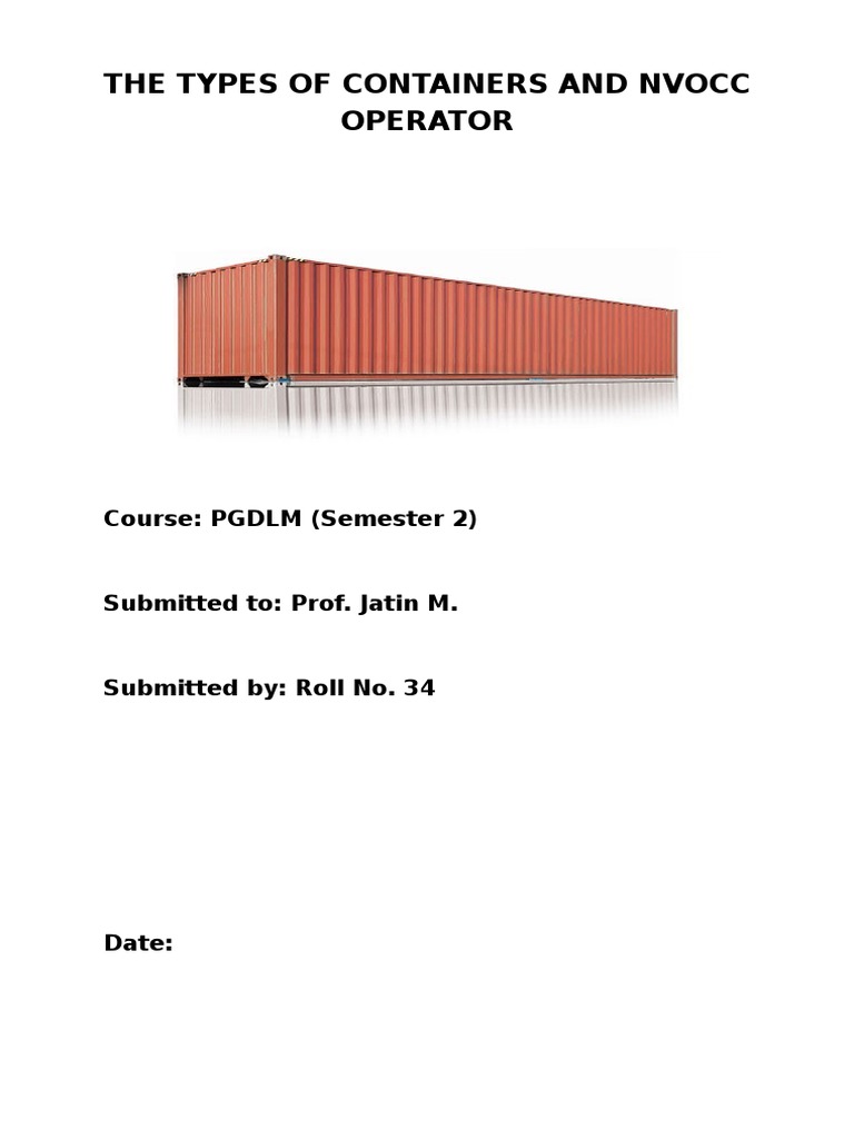 The Types of Containers and Nvocc Operator: Course: PGDLM (Semester 2 ...