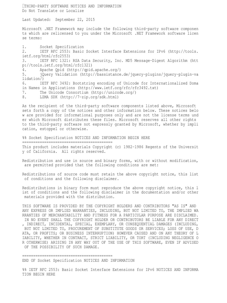 Third Party Notices | PDF