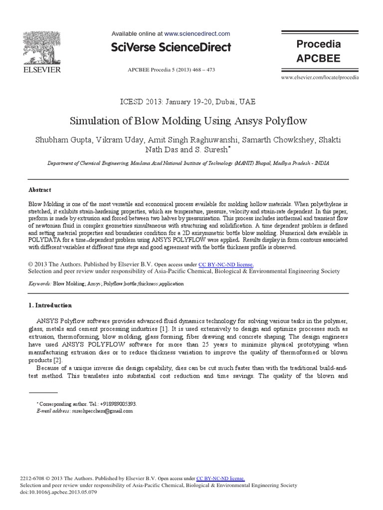 Simulation of Blow Molding Using Ansys Polyflow | PDF | Contour Line ...