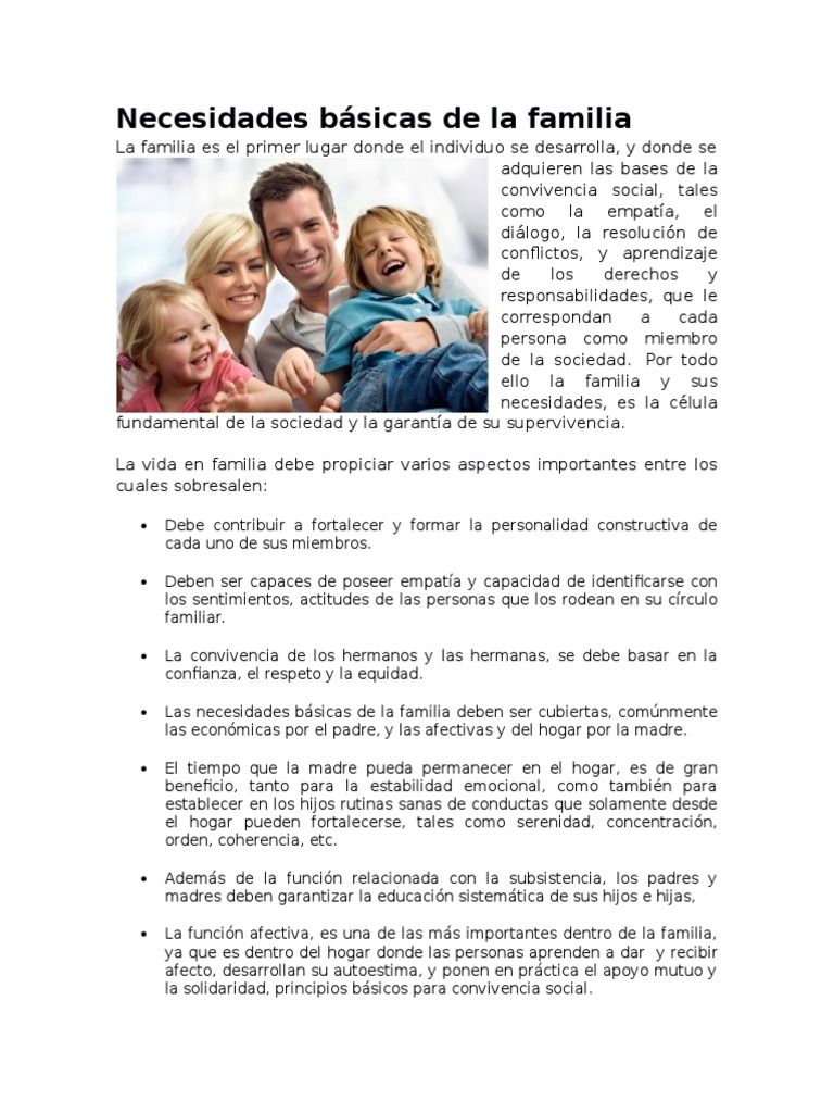 Necesidades Básicas en la Familia | PDF | Adolescencia | Pubertad