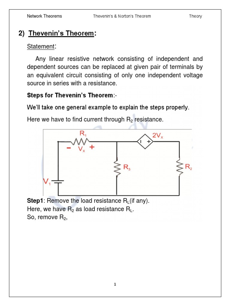 Steps For Thevenin's Theorem | PDF