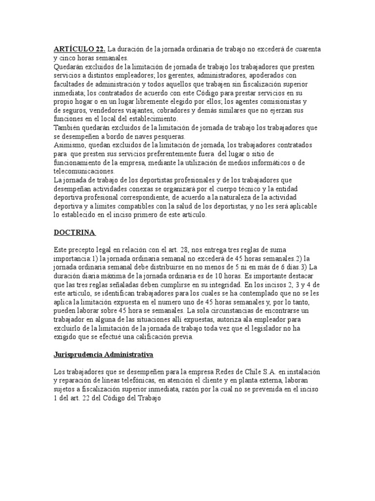 Artículo 22 | PDF | Tiempo de trabajo | Gobierno