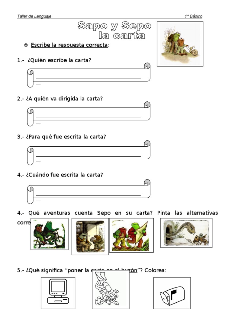 Actividades de Lectura: Sepo y Sapo | PDF