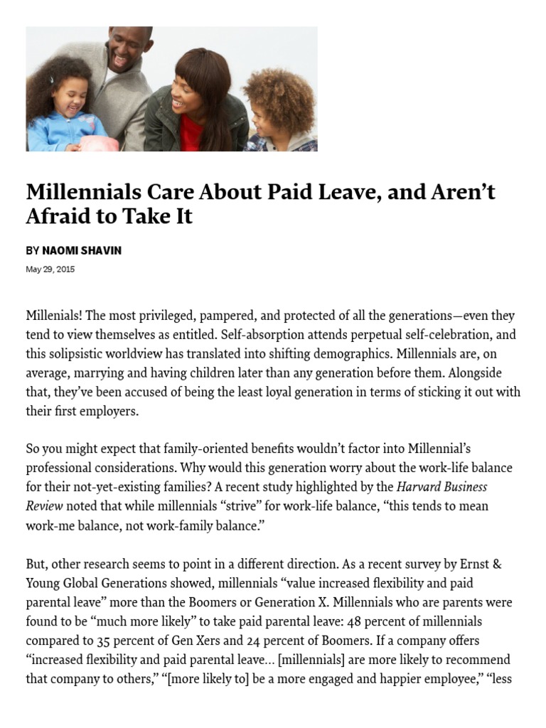 Millennials Care About Paid Leave, and Aren't Afraid To Take It | Download Free PDF ...