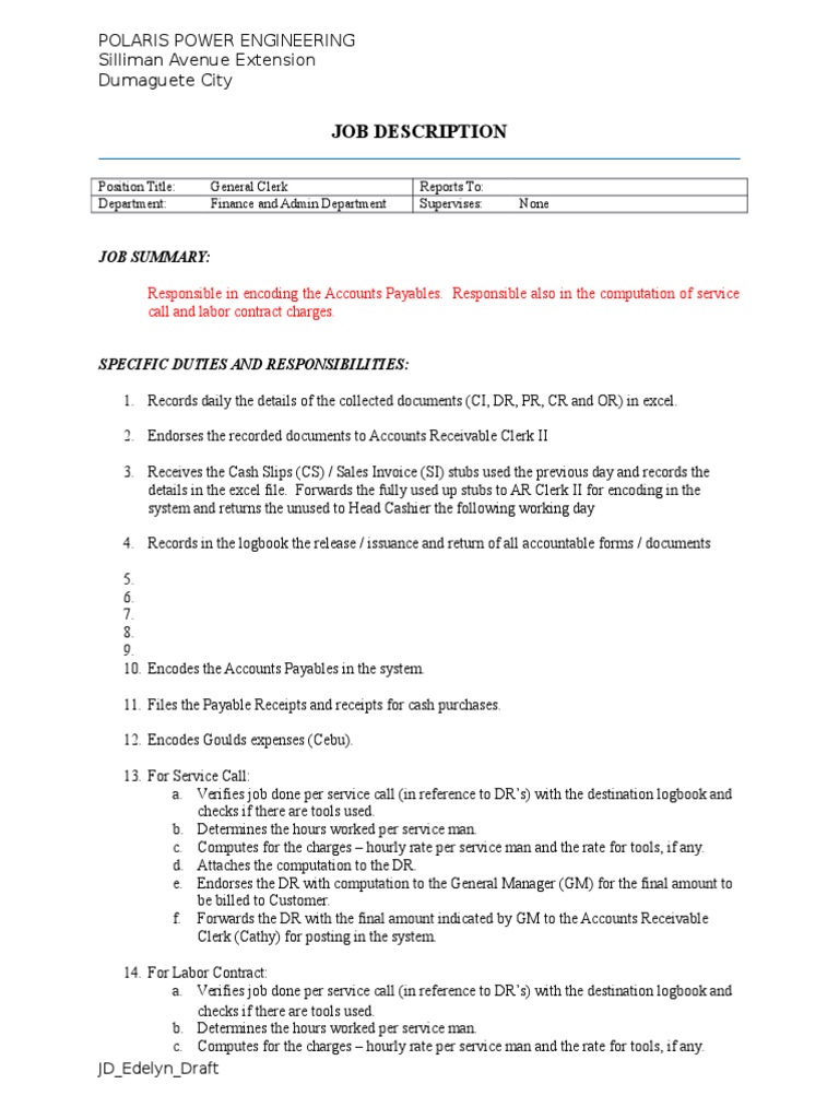 Job Description: Polaris Power Engineering Silliman Avenue Extension ...