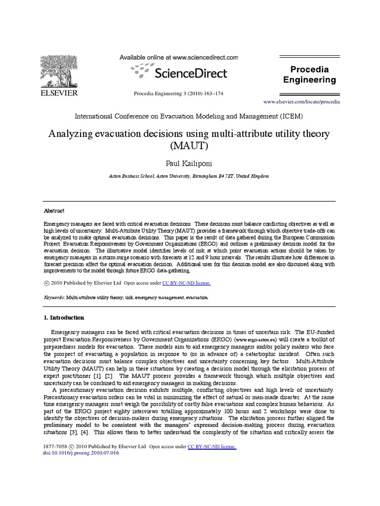 Analyzing Evacuation Decisions Using Multi-Attribute Utility Theory (MAUT) | Download Free PDF ...