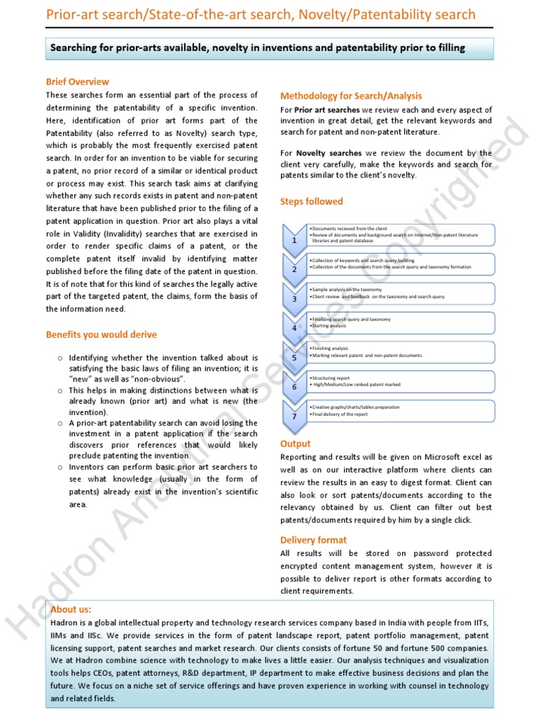 Prior Art Search | PDF | Prior Art | Novelty (Patent)