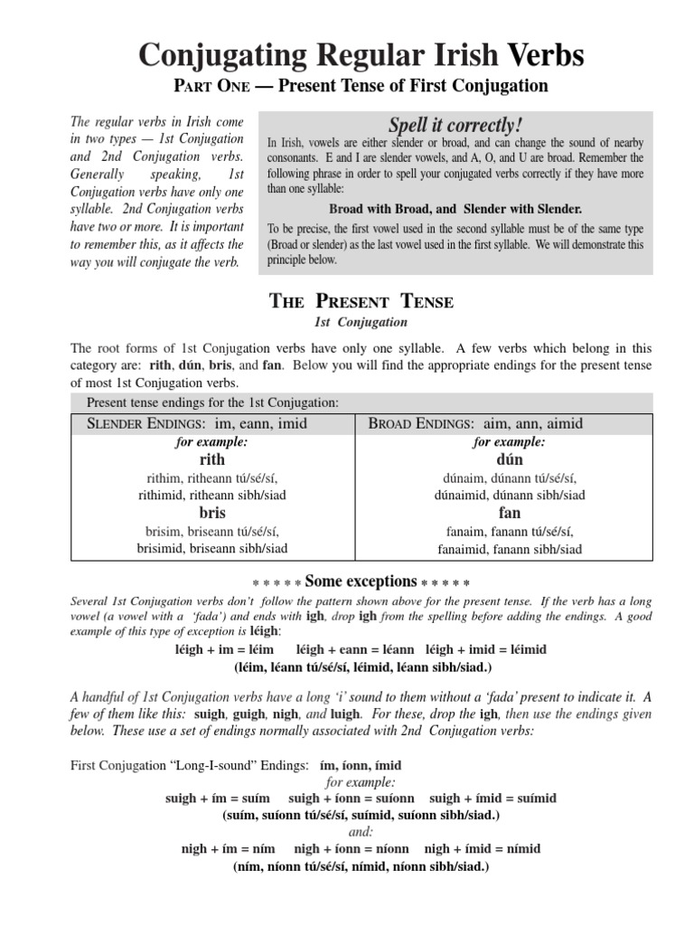 Conjugating Regular Irish Verbs | PDF | Linguistic Typology | Linguistics