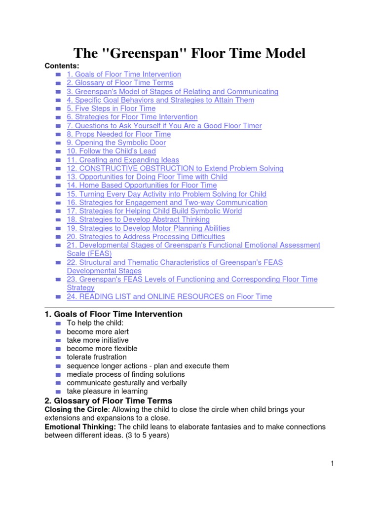 The "Greenspan" Floor Time Model: Contents | PDF | Emotions ...