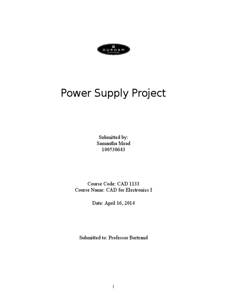 Power Supply Project | PDF | Rectifier | Power Supply