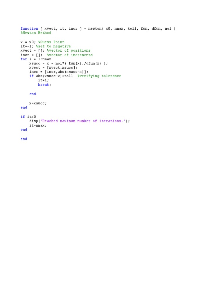Newton Method for MATLAB Users | PDF | Teaching Methods & Materials