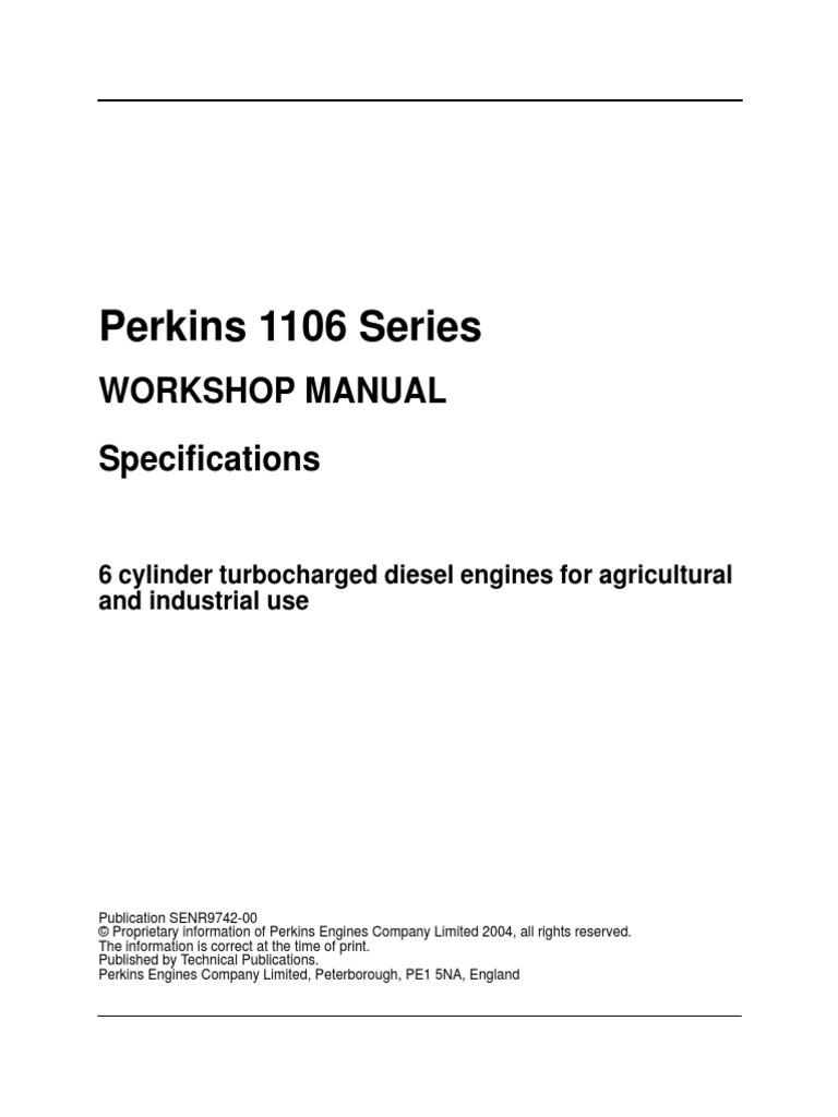 1106 Specs | PDF | Internal Combustion Engine | Cylinder (Engine)