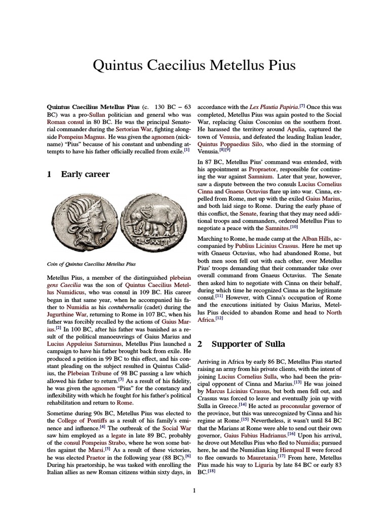 Quintus Caecilius Metellus Pius Overview | PDF | Military Of Ancient ...