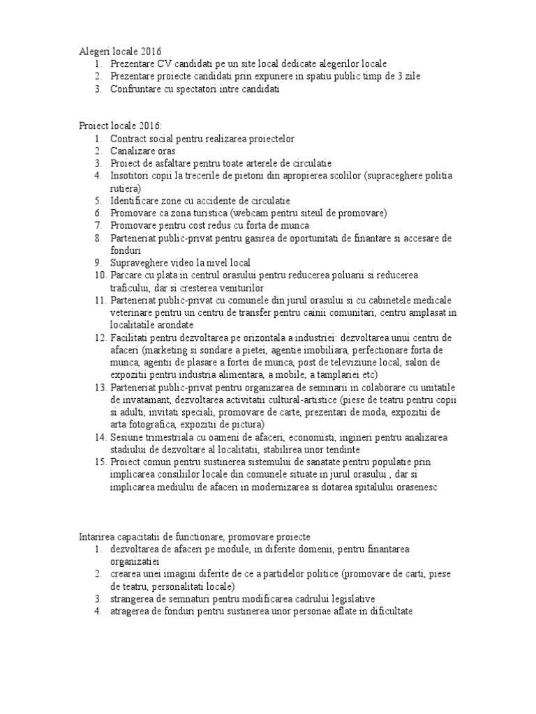 Proiecte Alegeri Locale | PDF