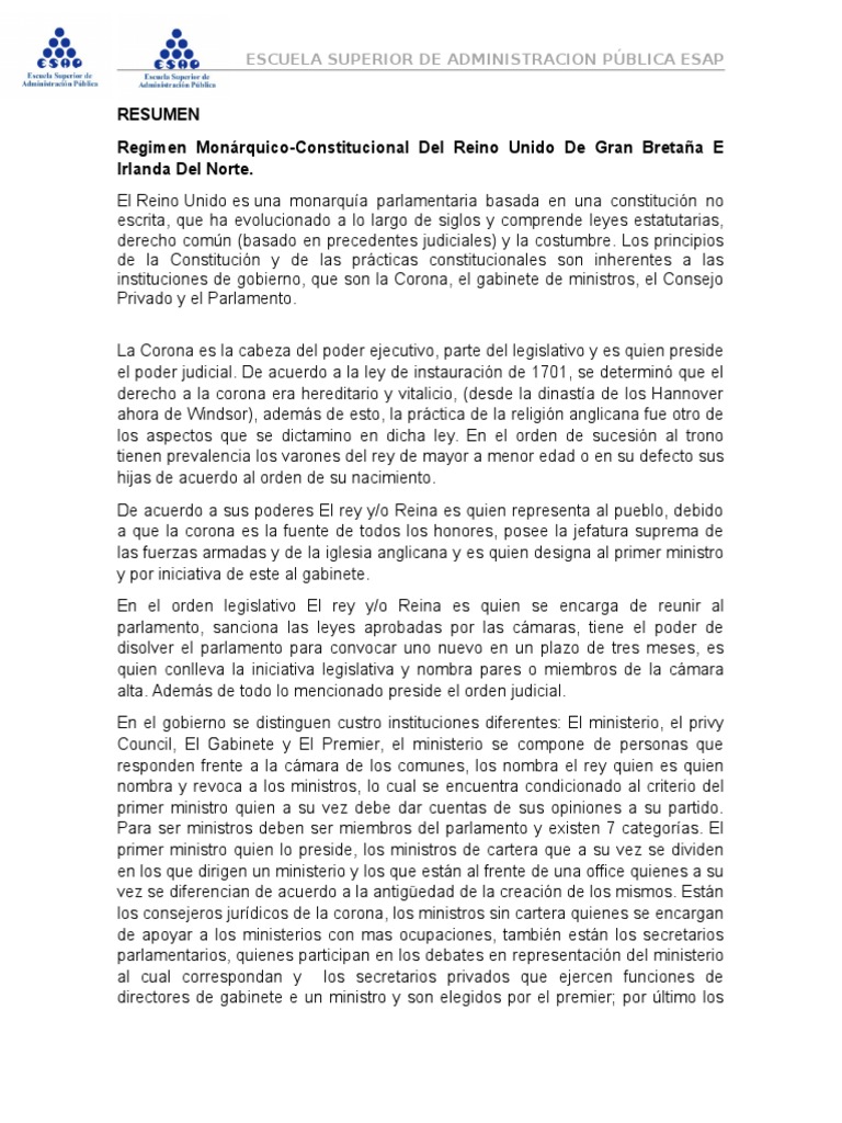 El régimen monárquico-constitucional del Reino Unido: una mirada a la ...